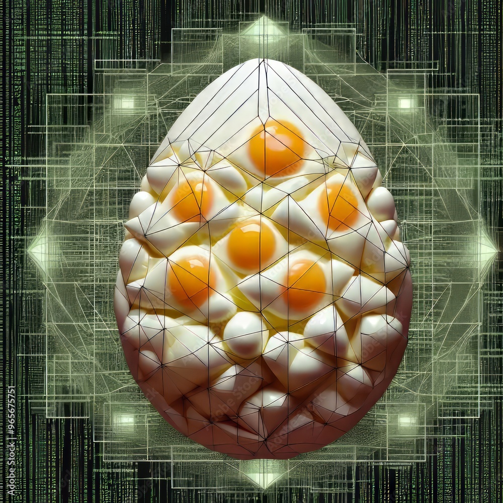 44 Egg centric Geometry (Digital Collage & Matrix Code) A digita Stock ...