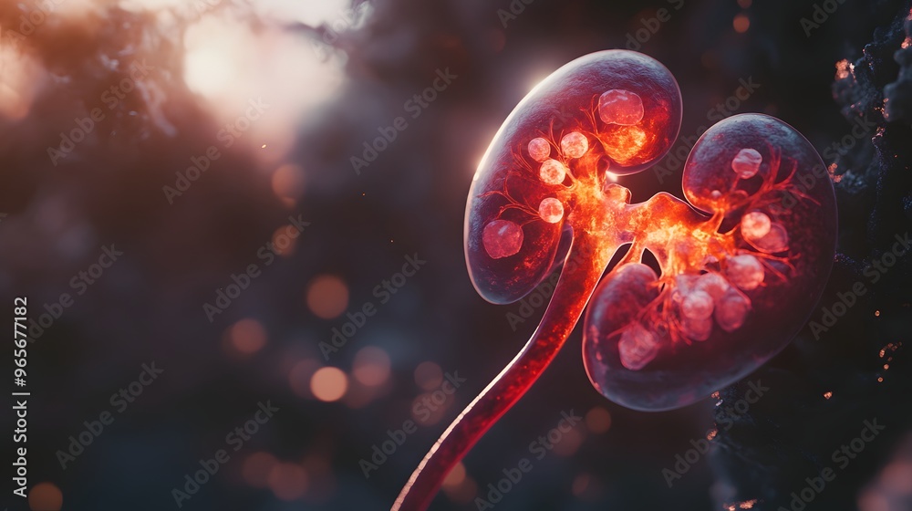 63. "Visual representation of a human kidney affected by kidney stones ...