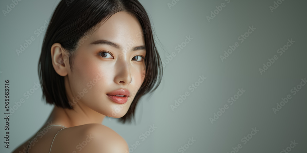 Beautiful Korean female model portrait, woman with clean healthy skin ...