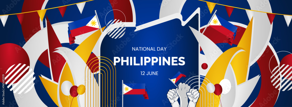 Philippine national or independence day modern banner. Wide abstract ...