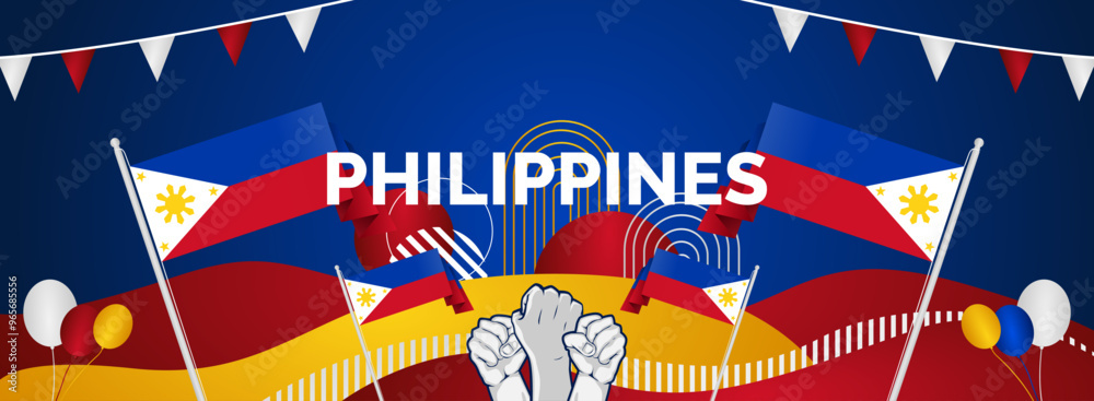 Philippine national or independence day modern banner. Wide abstract ...