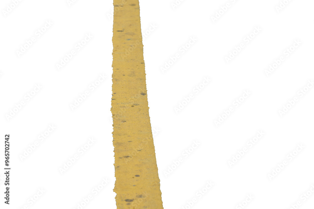 Straight yellow road divider line on asphalt highway isolated on a ...