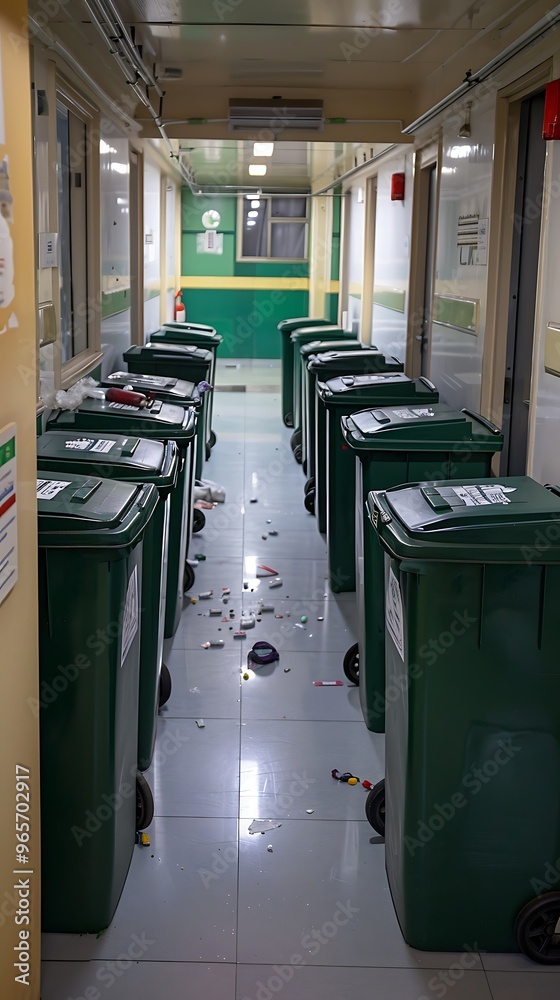 Hospital waste disposal area with proper segregation bins. Stock Photo ...