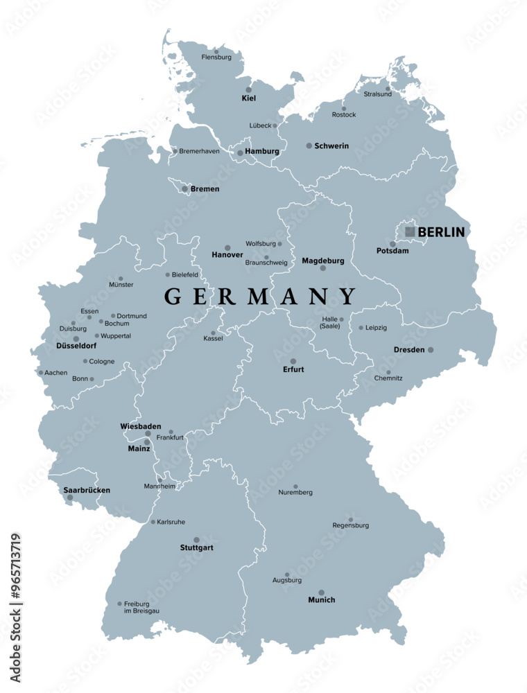 Germany, silhouette, a country in Central Europe with capital Berlin ...