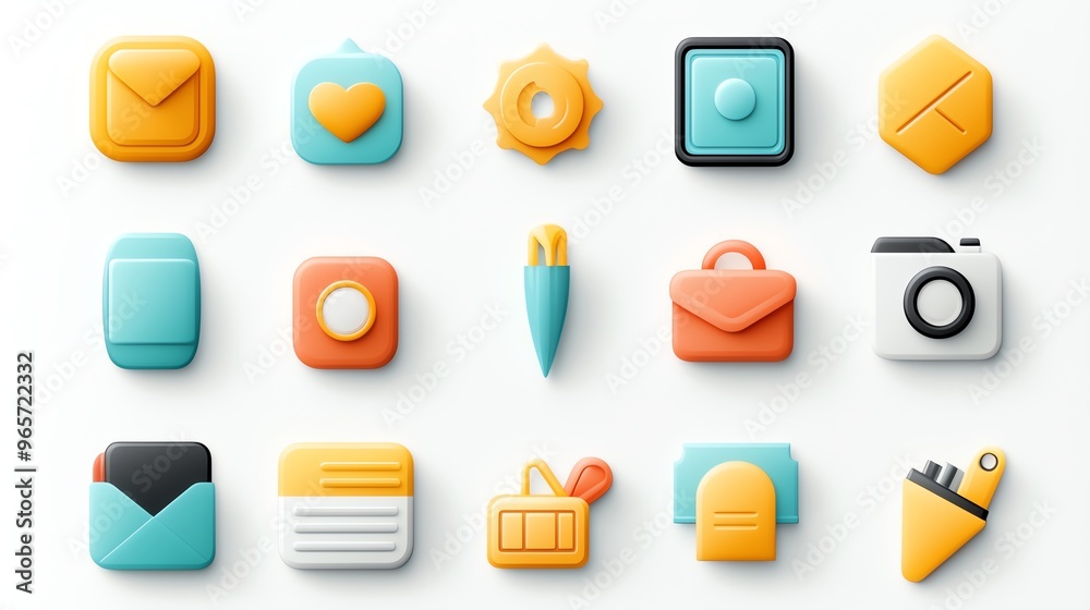 Colorful and modern icons collection showcasing various symbols for ...