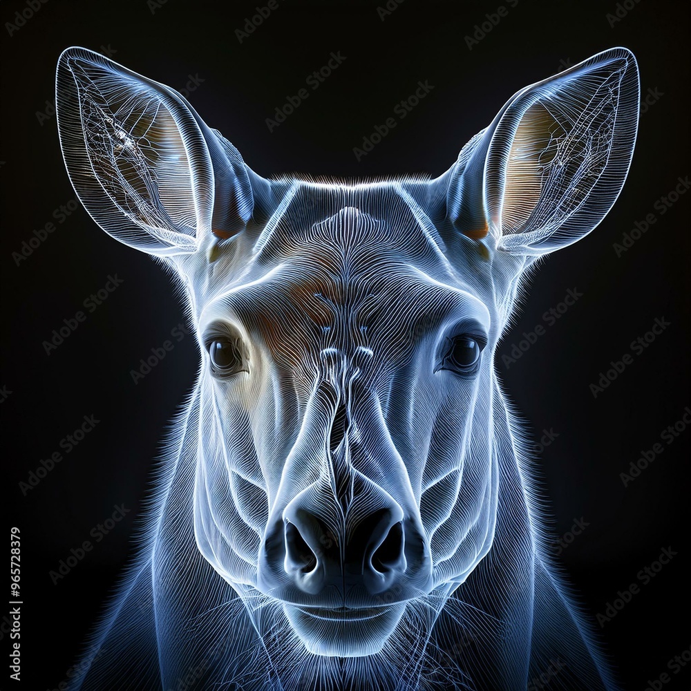 An animal in close up its essence captured through an X ray each bone ...