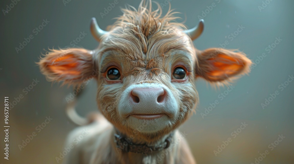Smiling Baby Bull: Adorable and Funny Cow Character with Mugshot and ...