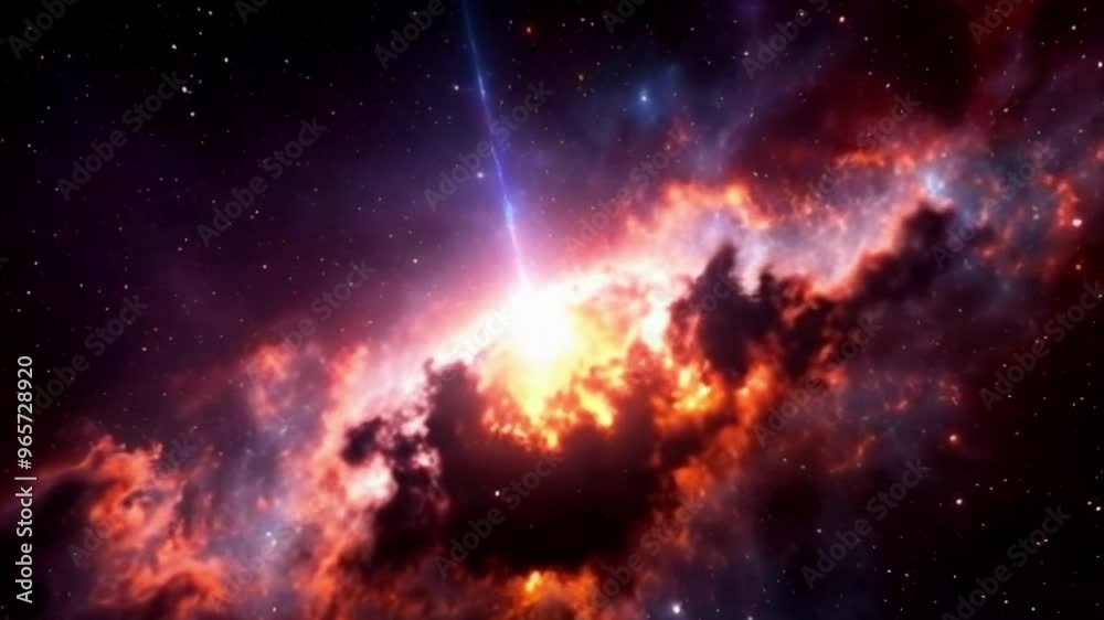 cinematic Psychedelic cosmic animation with alien world. Bright ...