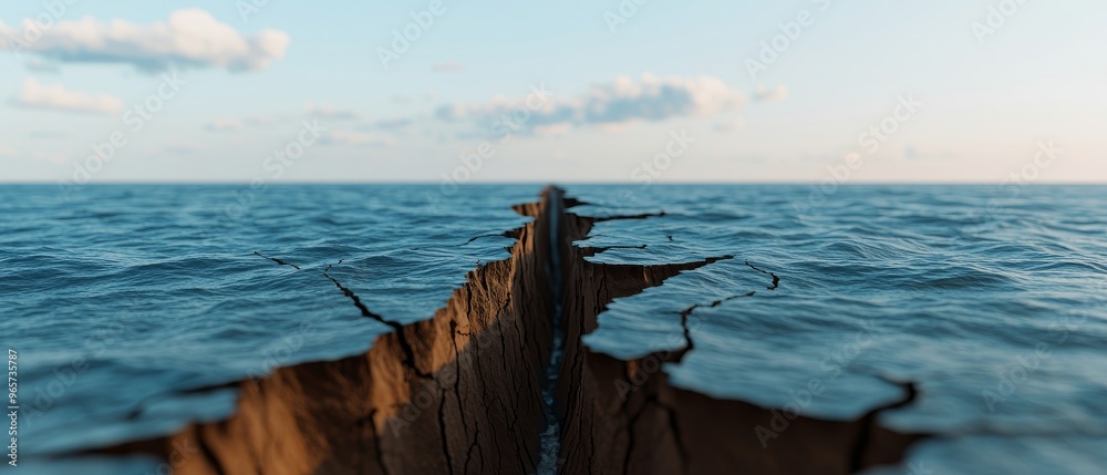 dramatic ocean crack image - symbol of climate change and global ...