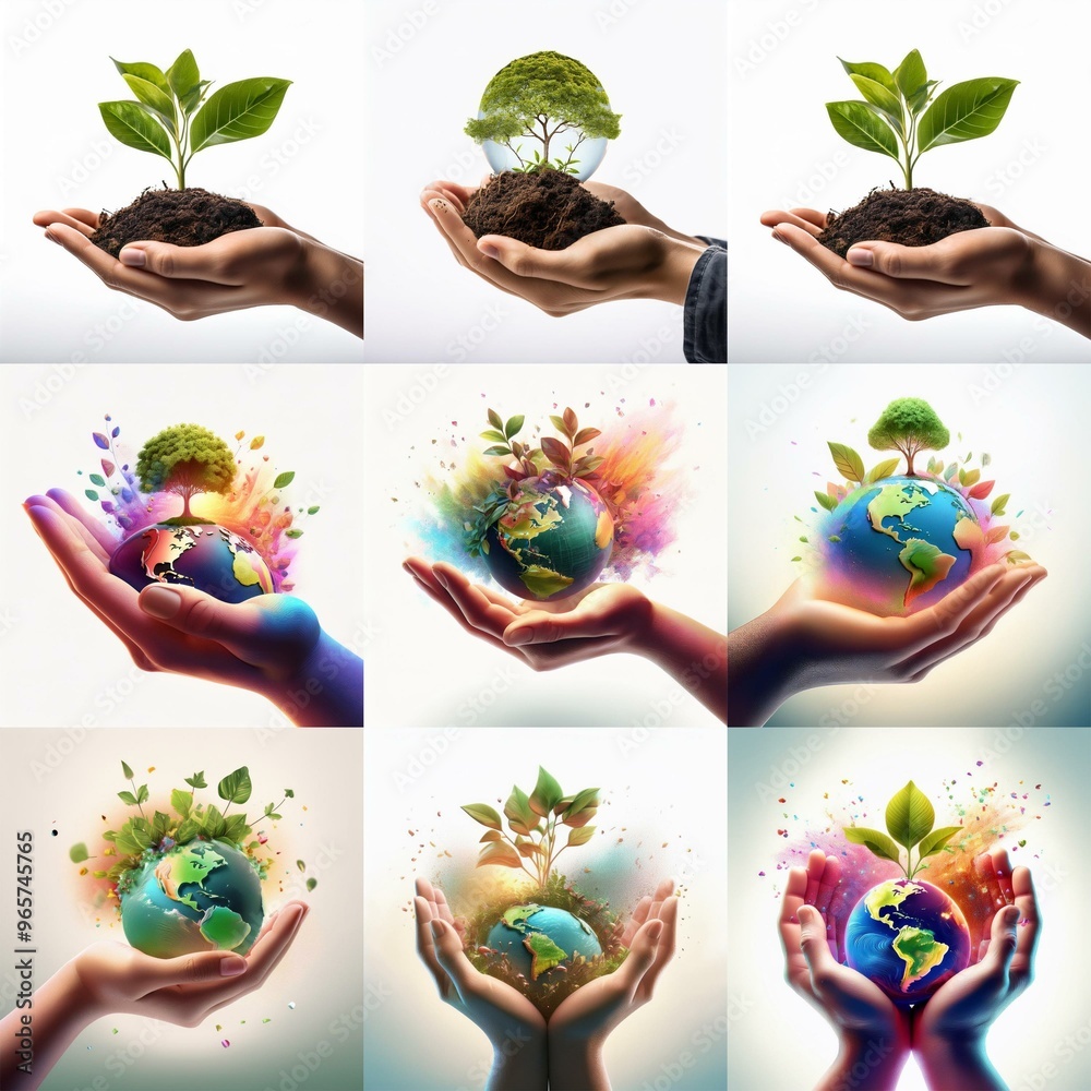 Collage of nine images depicting various stages of plant growth, from ...