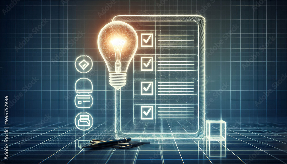 Digital Task Management Success Floating Checklist with Completed Task ...