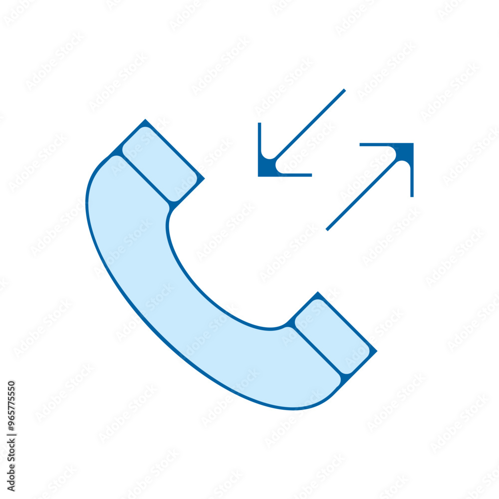 Poster, Foto picto icones symbole appel entrant sortant bleu fin ...