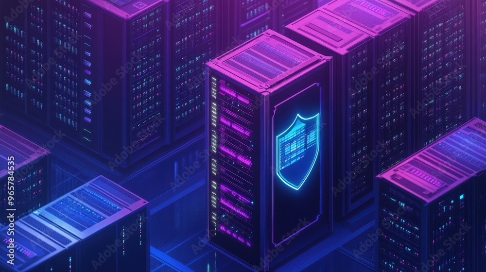 Server Room Isometric Cloud Storage Data Data Center Big Data Processing And Computing