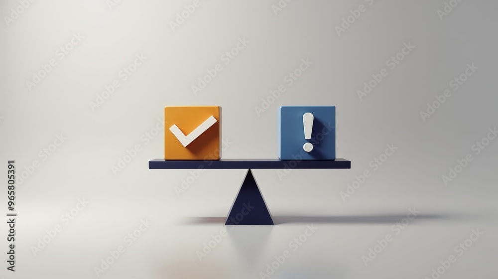 Decision Making Scale with Checkmark and Exclamation Mark Stock ...