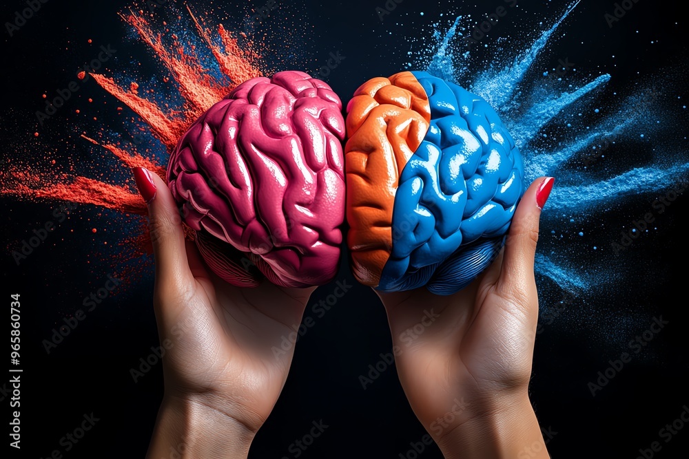 Brain balancing logic and creativity as the left and right hemispheres ...