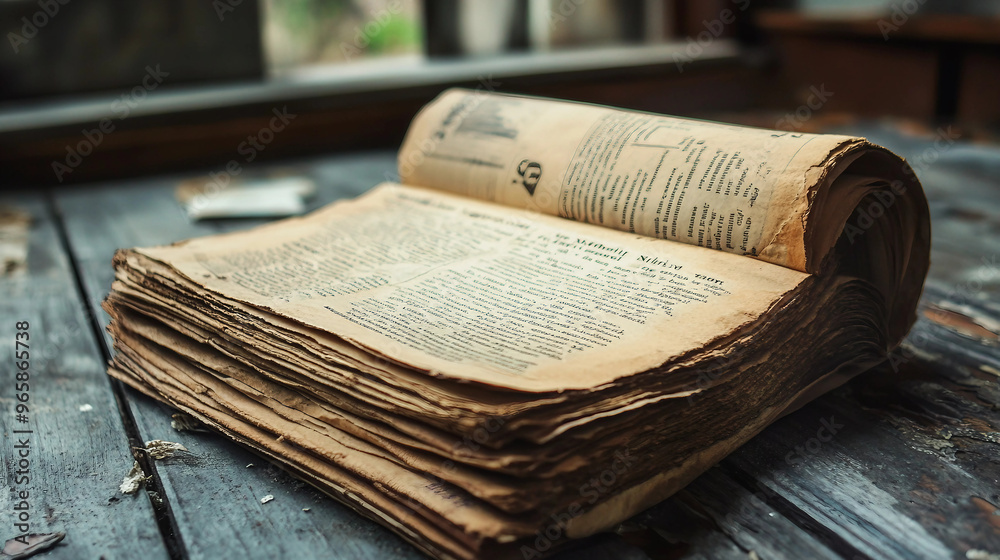 Timeless Literature Preserved in Yellowed Paper and Worn Newspaper ...