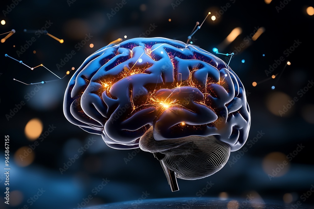 Brain solving a complex mathematical equation with precision and focus ...