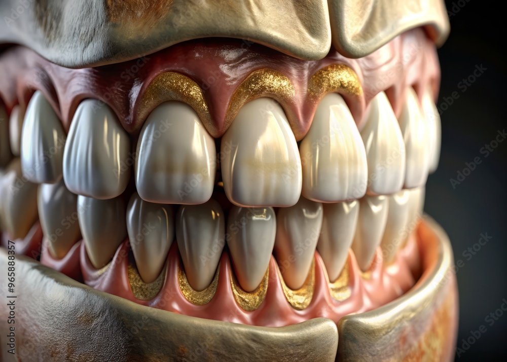 Detailed renderings of tooth surfaces in a realistic style with a focus ...