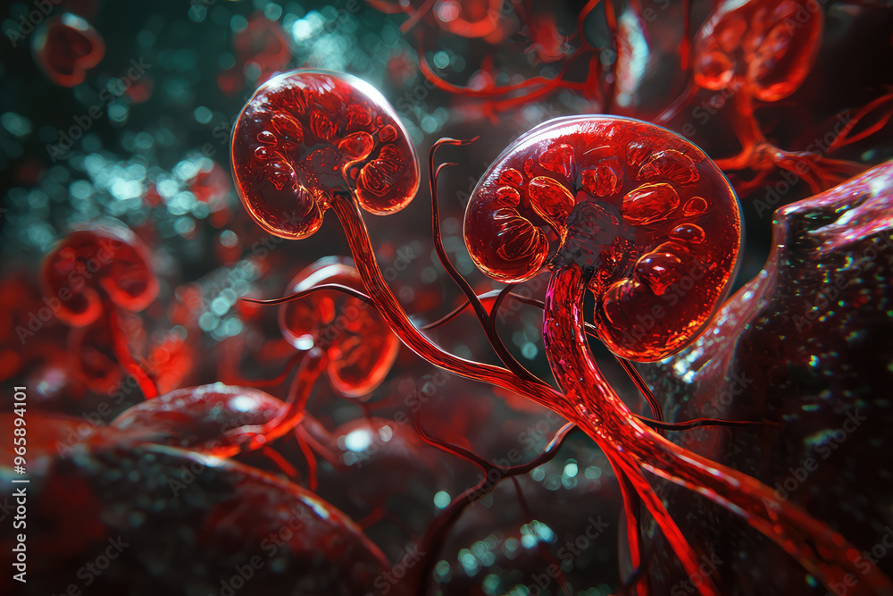 image depicts detailed and vibrant representation of urinary system ...