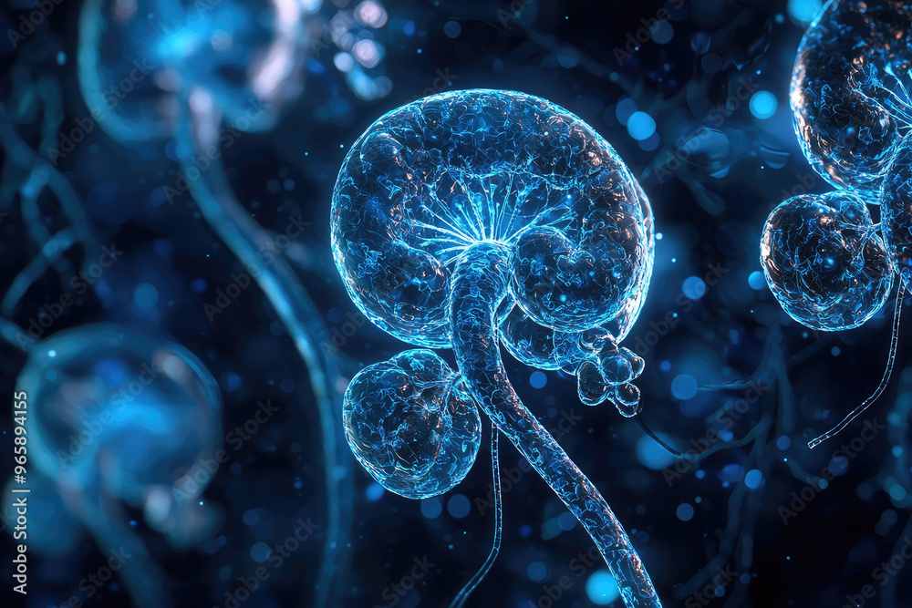 High quality illustration of nephrons in urinary system, showcasing ...