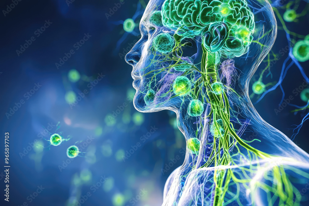 image depicts detailed illustration of lymphatic system and immune ...