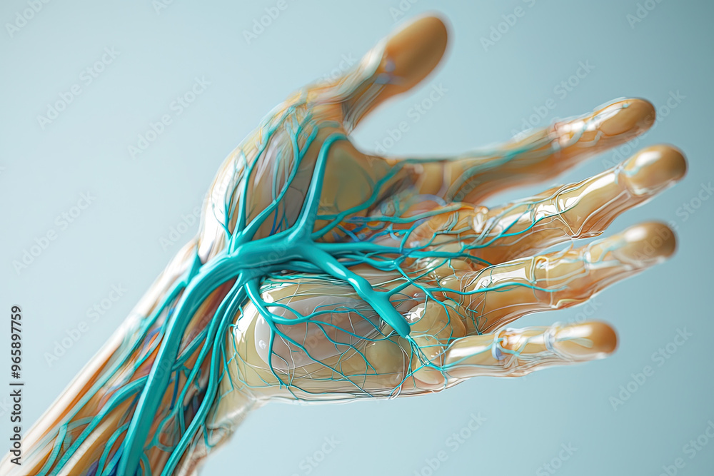 image showcases detailed representation of lymphatic system ...