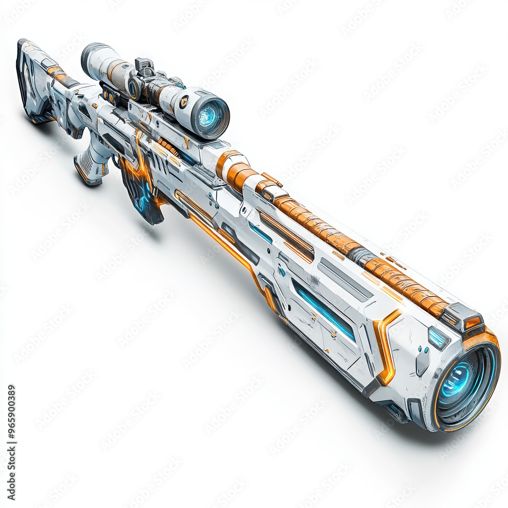 futuristic rifle sniper rifle sci-fi weapon high-tech gun optical sight ...