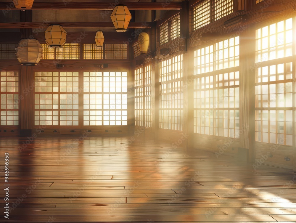 atmospheric martial arts dojo traditional japanese architecture with ...