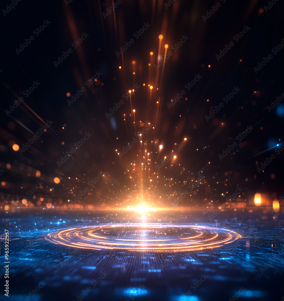 digital technology background with supernova exploding; concept of fast ...