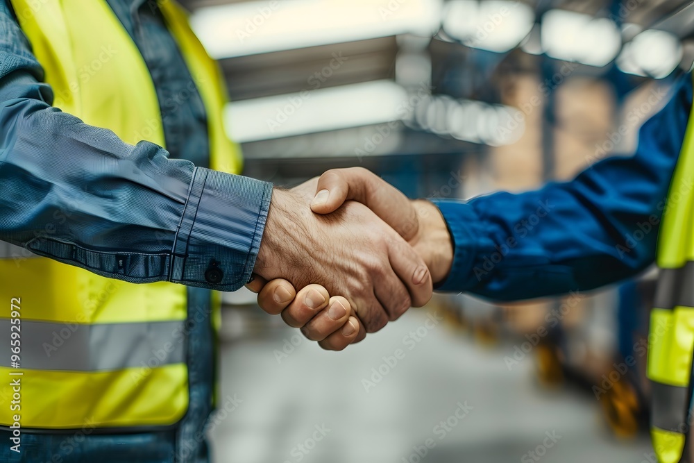 Blue Collar Workers Handshake Industry Collaboration and Success Stock ...