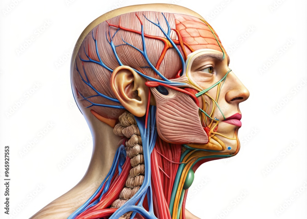 human head and neck anatomy illustrations detailed and labeled ...