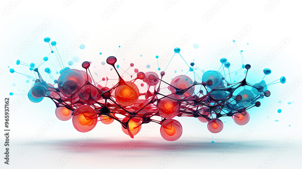 Molecular structure with interconnected hexagons and spheres, science ...