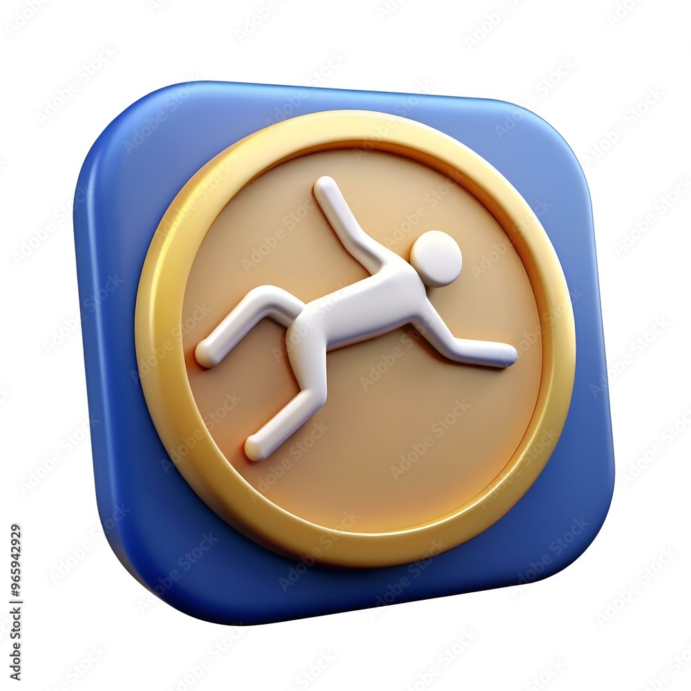 3D icon of a person falling down. designed in a modern. app like style ...