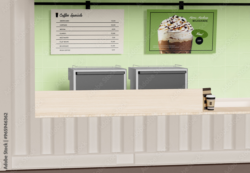 Wall Menu Design Mockup Stock Template | Adobe Stock