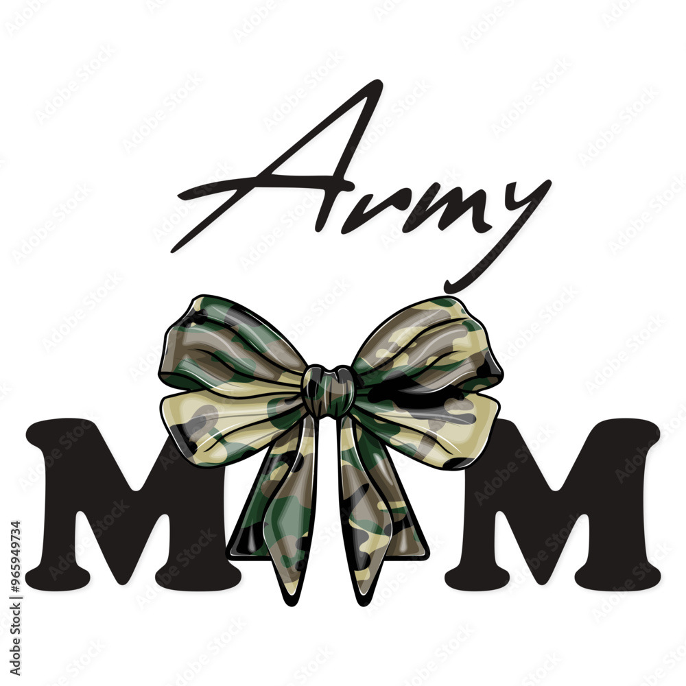 Vetor do Stock: Coquette Bow army mom svg png, army mom png, Army mom ...