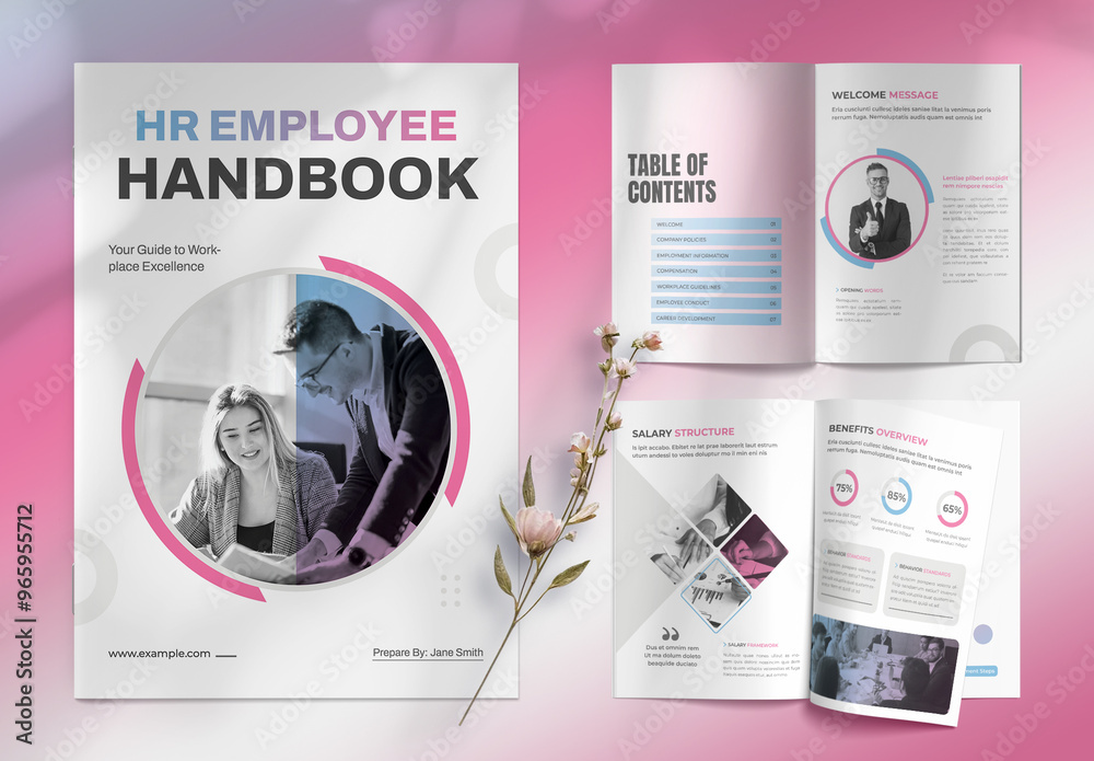 Creative HR Employee Handbook Brochure Design Layout Stock Template ...