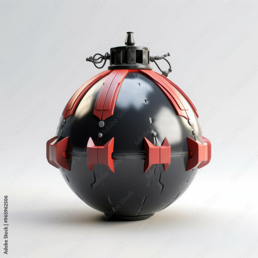 Red Alert: A menacing, futuristic bomb pulsates with danger, its sleek ...