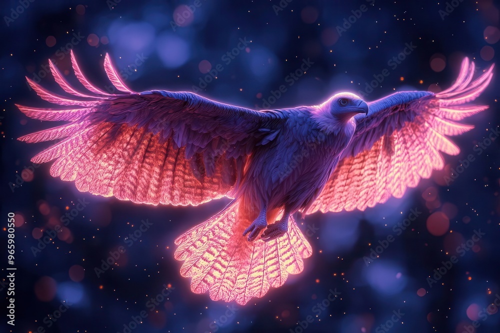 ethereal vultureangel hybrid with glowing neon purple outline majestic ...