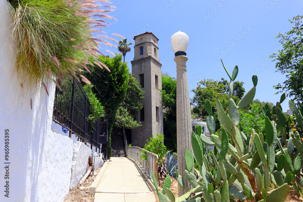 Hollywood (Los Angeles), California: The High Tower Elevator, located ...
