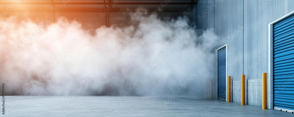 Cold storage section with mist and fog effects, illustrating ...