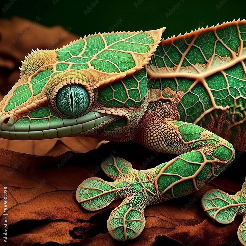 Leaf Tailed Gecko Its skin texture mimics leaves complete with Stock ...