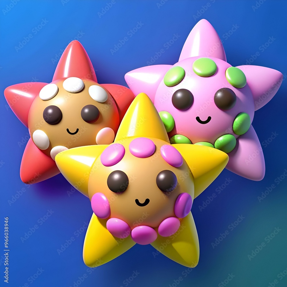 Three adorable cartoon stars with happy faces. perfect for kids ...