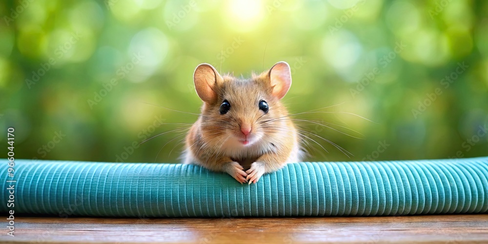 Adorable rodent in downward-facing dog pose, paws grasping tiny yoga ...