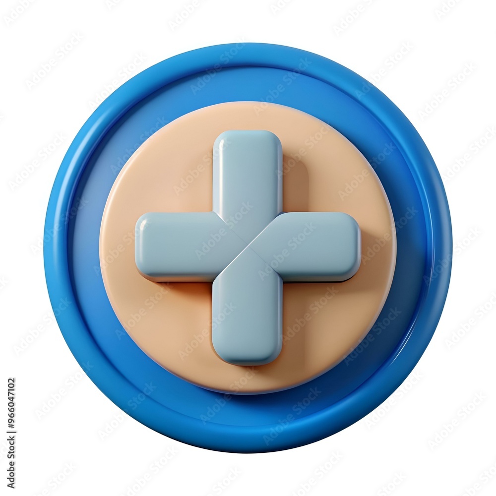 3D rendered blue and orange plus sign icon. perfect for app interfaces ...