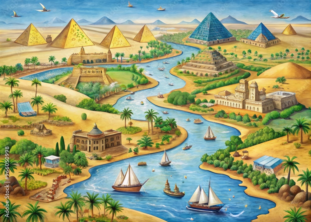 Ancient Egypt's meticulously illustrated map showcases the majestic ...