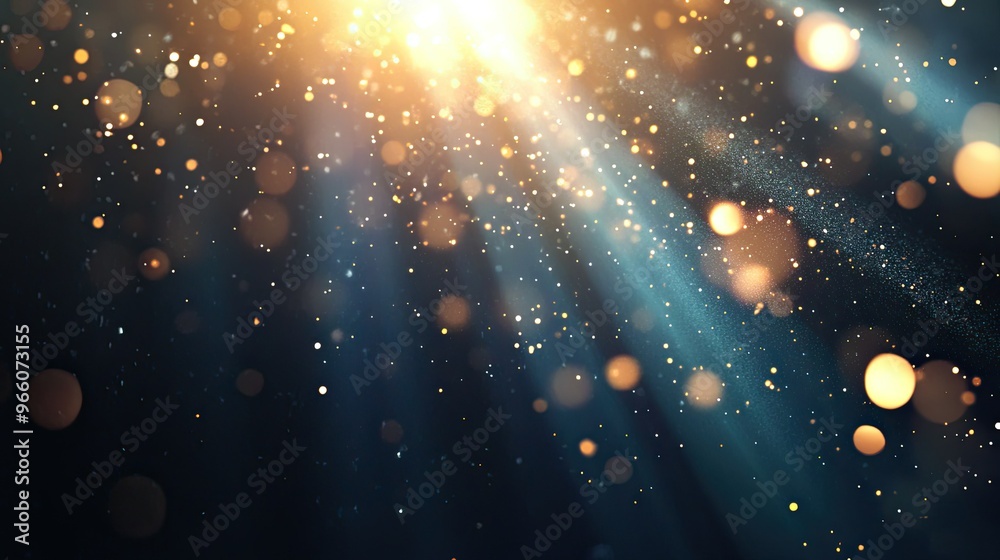 Glowing lens flare with multiple light beams and soft, diffused halos ...