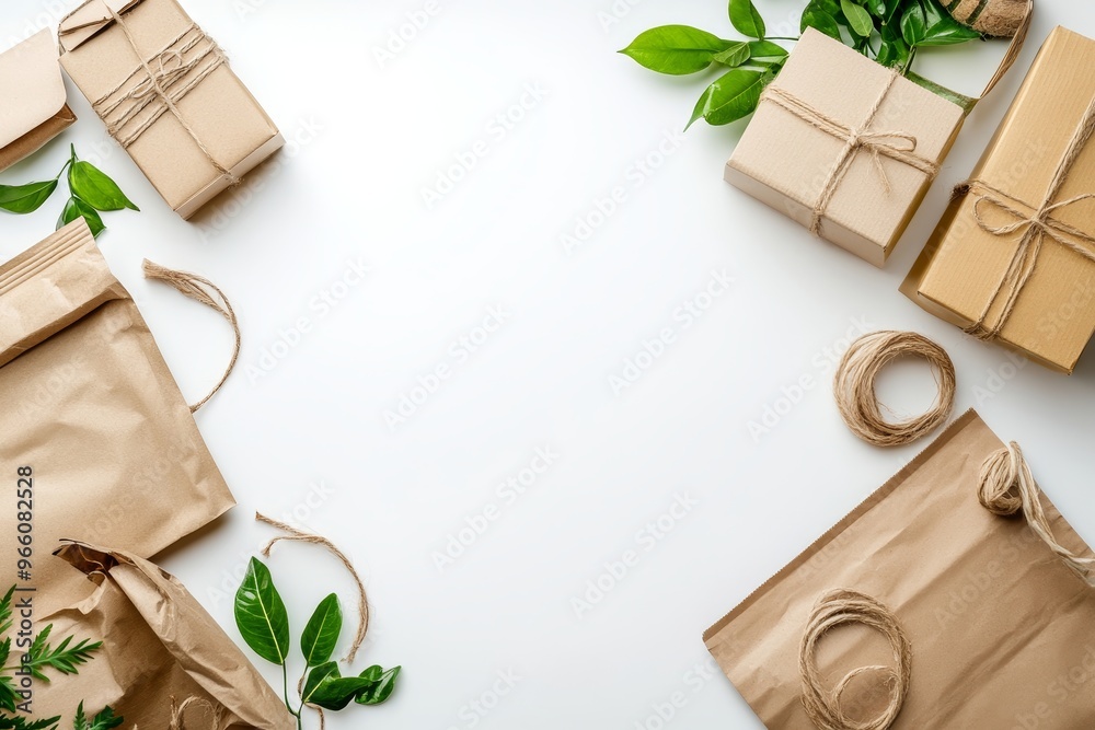An image featuring eco-friendly packaging materials on a clean, white ...