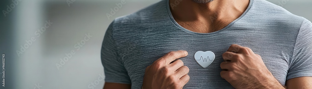 A wearable ECG patch on a patient s chest, continuously monitoring ...