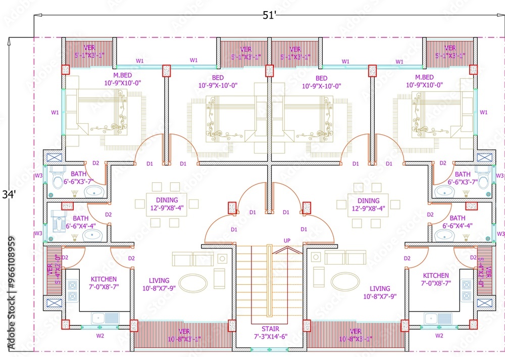 Architectural Floor plan Typical Autocad Floor Plan, 2D Drawing, House ...