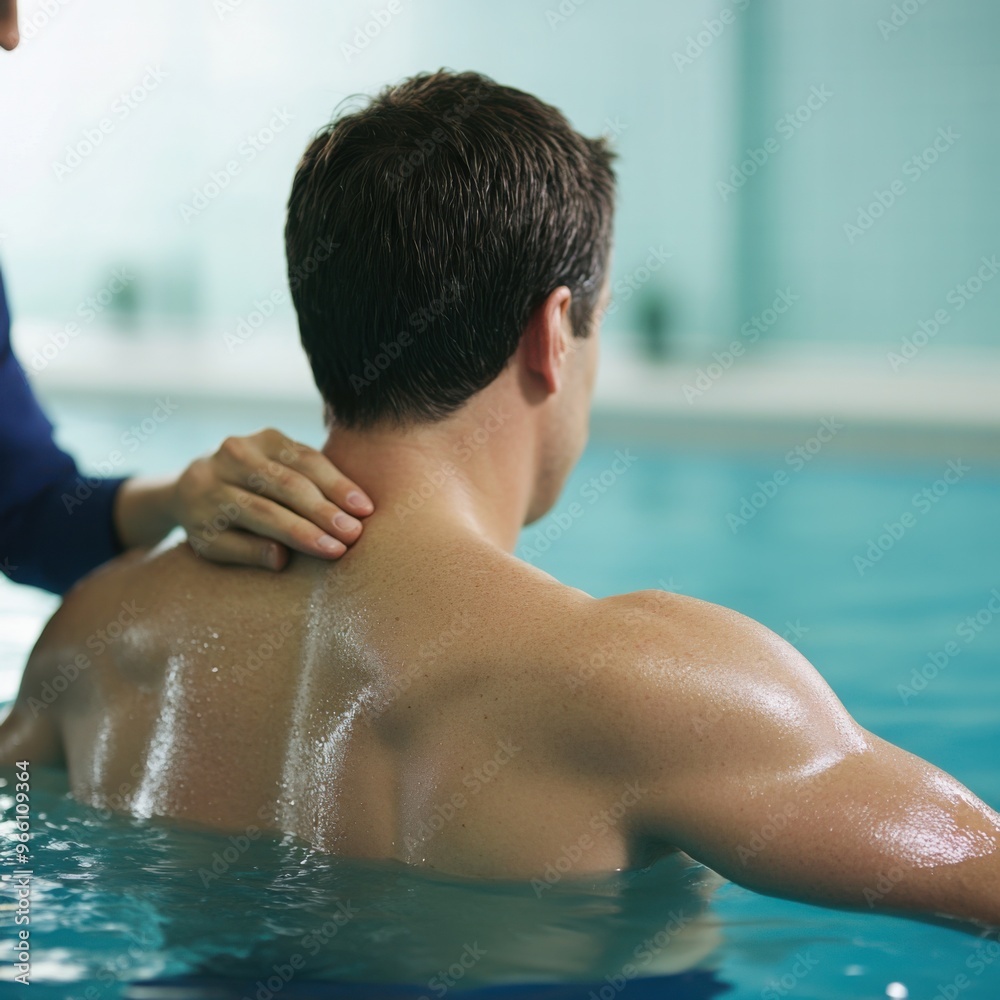 Rehabilitation specialist guiding a swimmer through shoulder recovery ...